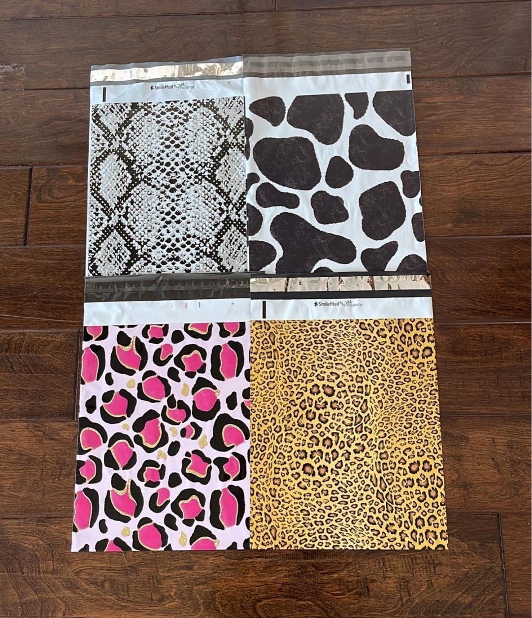 10x13" Beautiful Animal Skins Mix of 4 Patterns Designer Poly Mailers ...