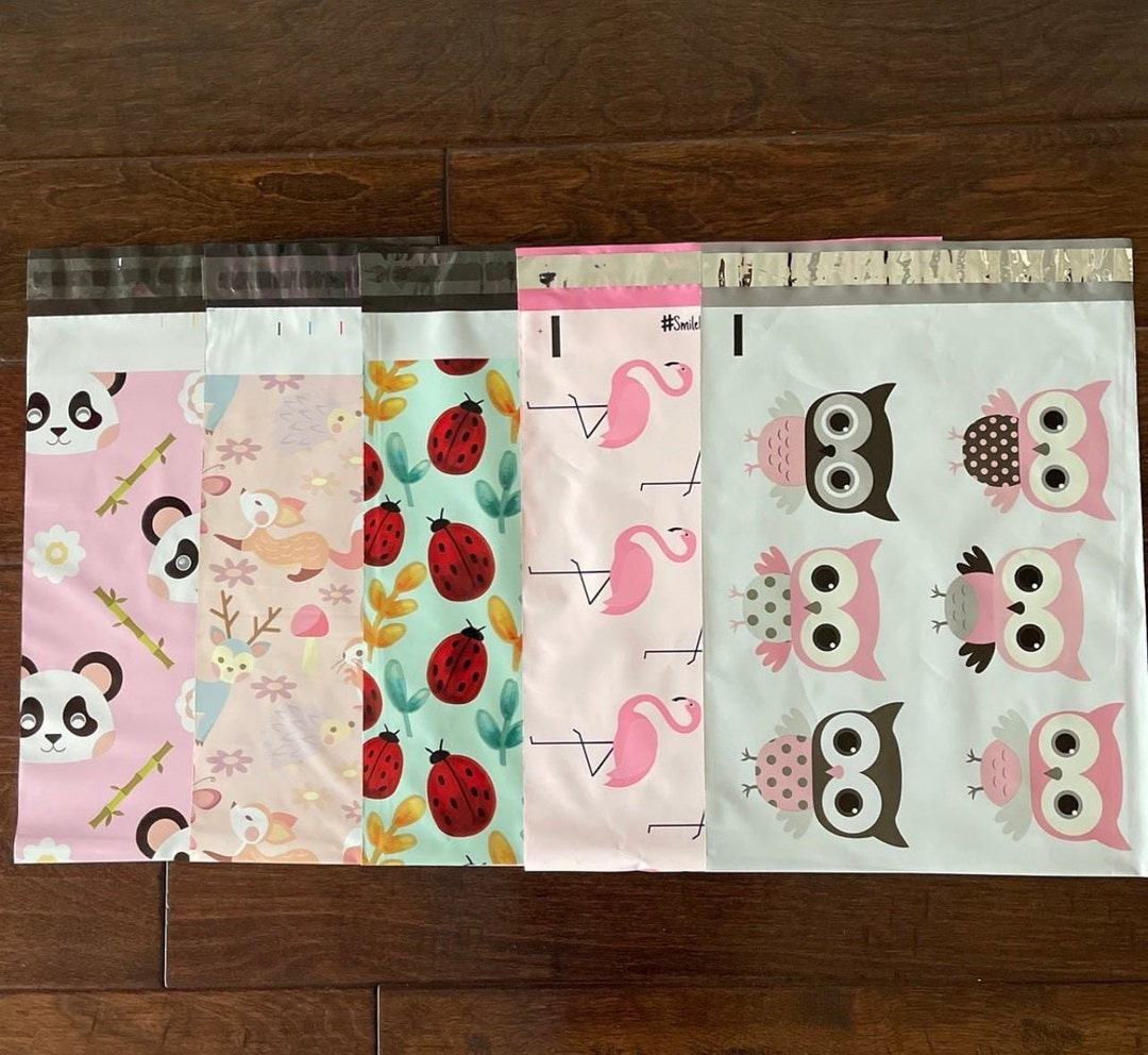 10x13" Mix of 5 Patterns Super Cute Animal Designer Poly Mailers! Non ...