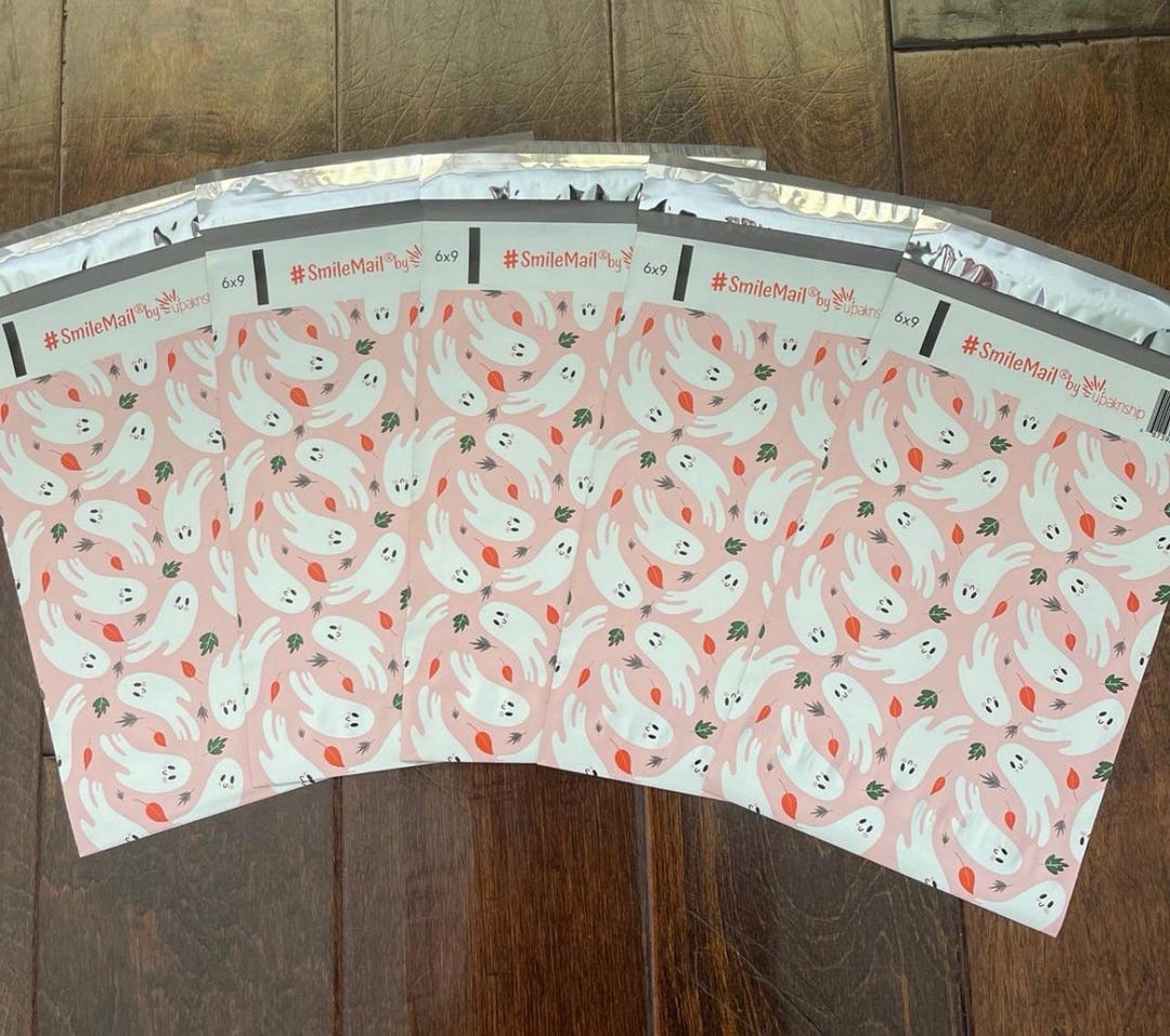 25 OR 50 Pack - 6x9" Cute Ghosts Designer Poly Mailers! Non-padded ...
