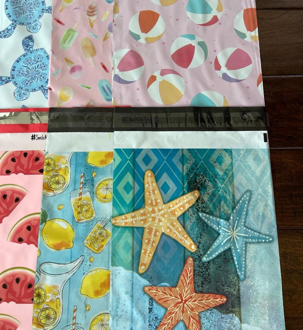 10x13" Fun Summer Vibes Mix of 8 Patterns Designer Poly Mailers! Non ...