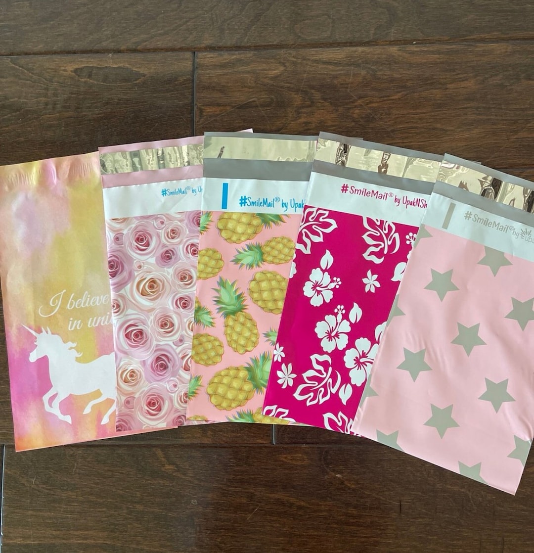 25 OR 50 Pack - 6x9" Mix of 5 Patterns Beautiful Designer Poly Mailers ...