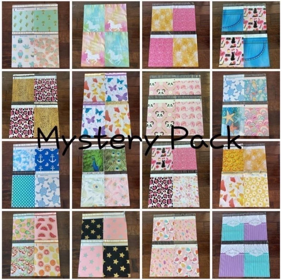 40 Pack - 10x13" Fun Mystery Set of Designer Poly Mailers! Fun Surprise ...