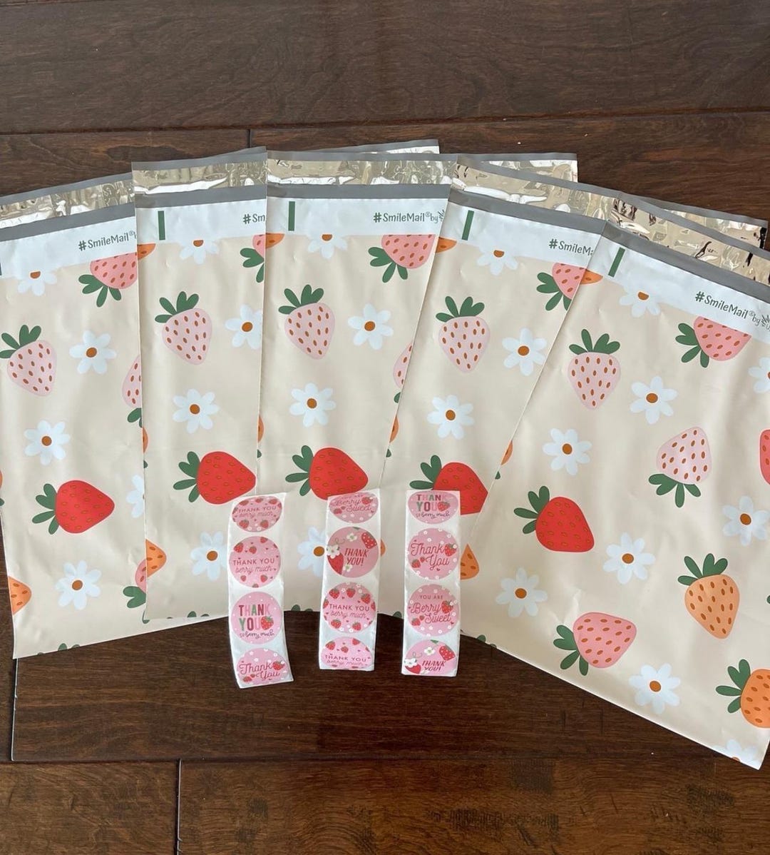 50 Pack - 10x13" Juicy Strawberry Designer Poly Mailers/stickers Mix ...