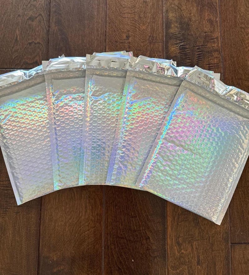 10 OR 20 Pack - 6x10" Beautiful Rainbow Holographic Designer Bubble ...