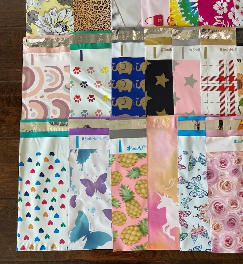 50 Pack - 6x9" Fun Mystery Set of Designer Poly Mailers! Fun Surprise ...