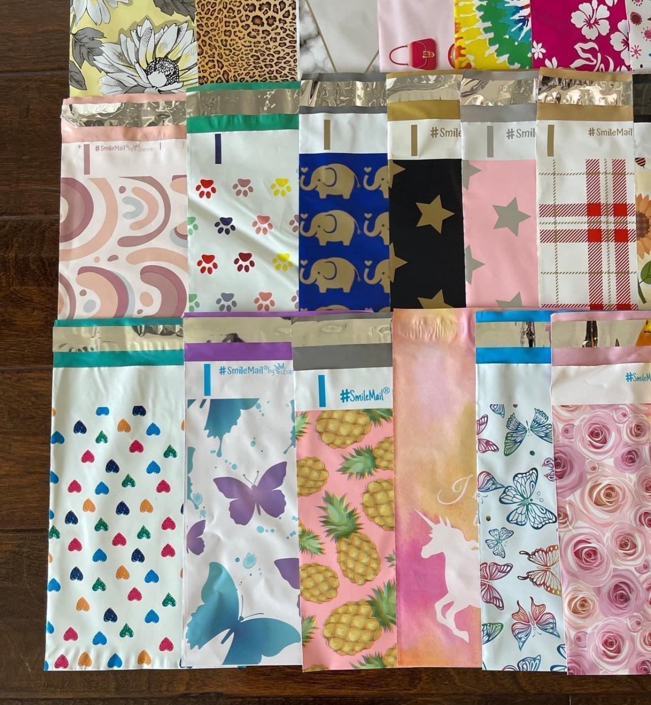 50 Pack - 6x9" Fun Mystery Set of Designer Poly Mailers! Fun Surprise ...
