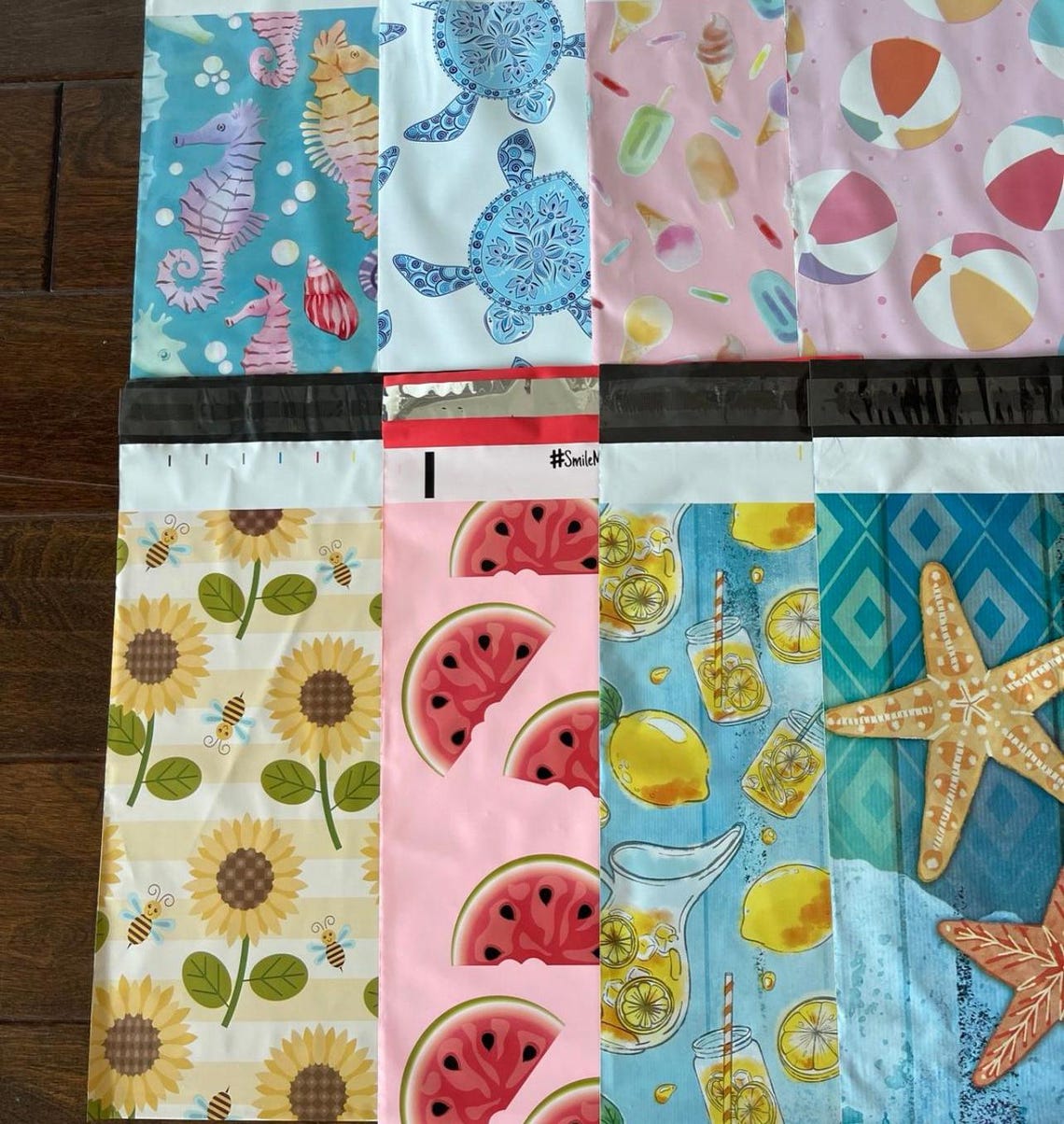 10x13" Fun Summer Vibes Mix of 8 Patterns Designer Poly Mailers! Non ...