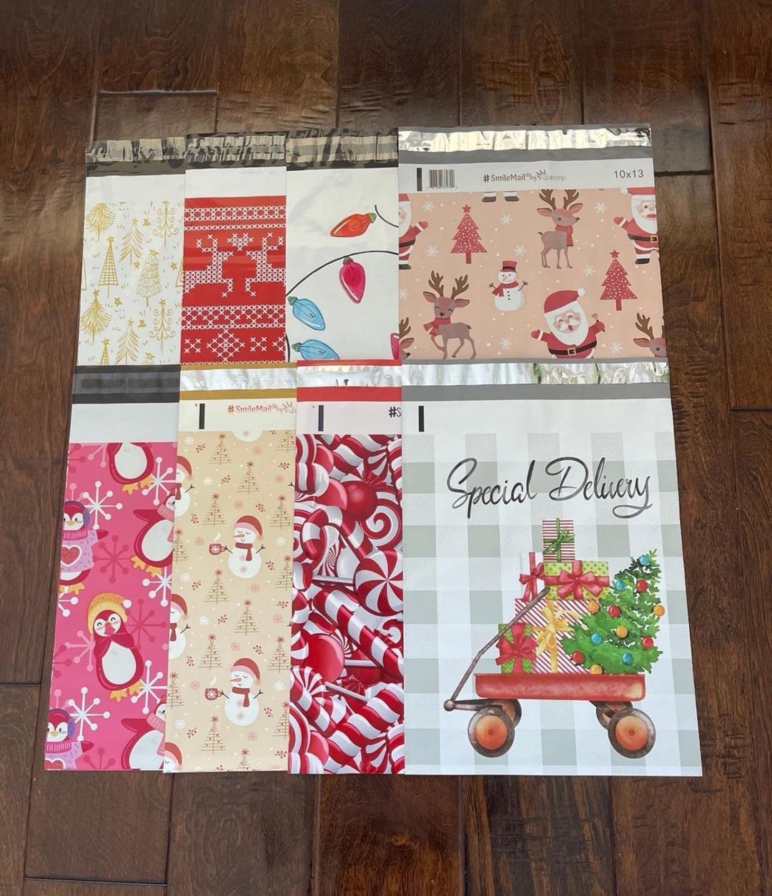 10x13" Super Cute Mix of 8 Patterns Holiday Designer Poly Mailers! Non ...