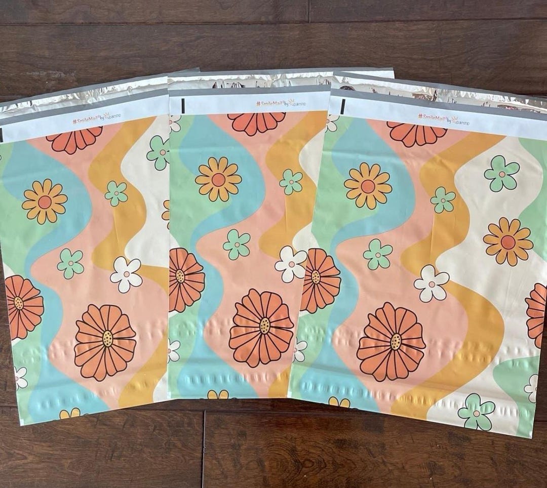 10 or 20 Pack - 14.5x19" XL Retro Floral Designer Poly Mailers! Non ...