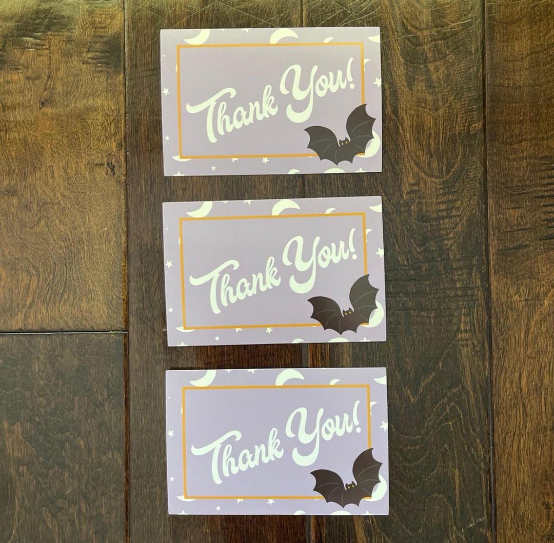 25 OR 50 Pack - 4x6" Super Cute Bats Designer Insert Cards! Thank You ...