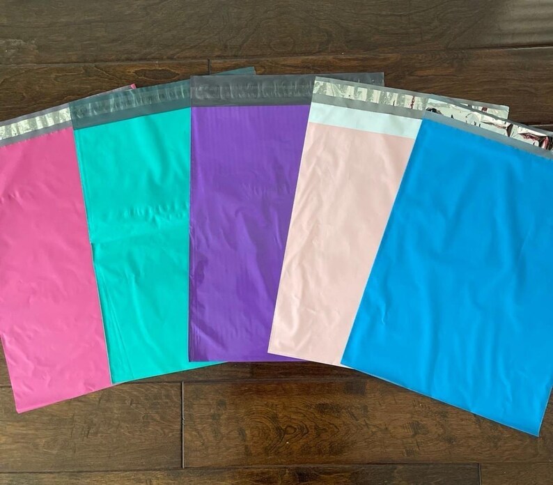 10 or 20 Pack - 12x15.5" Large Mix of 5 Colors Designer Poly Mailers ...