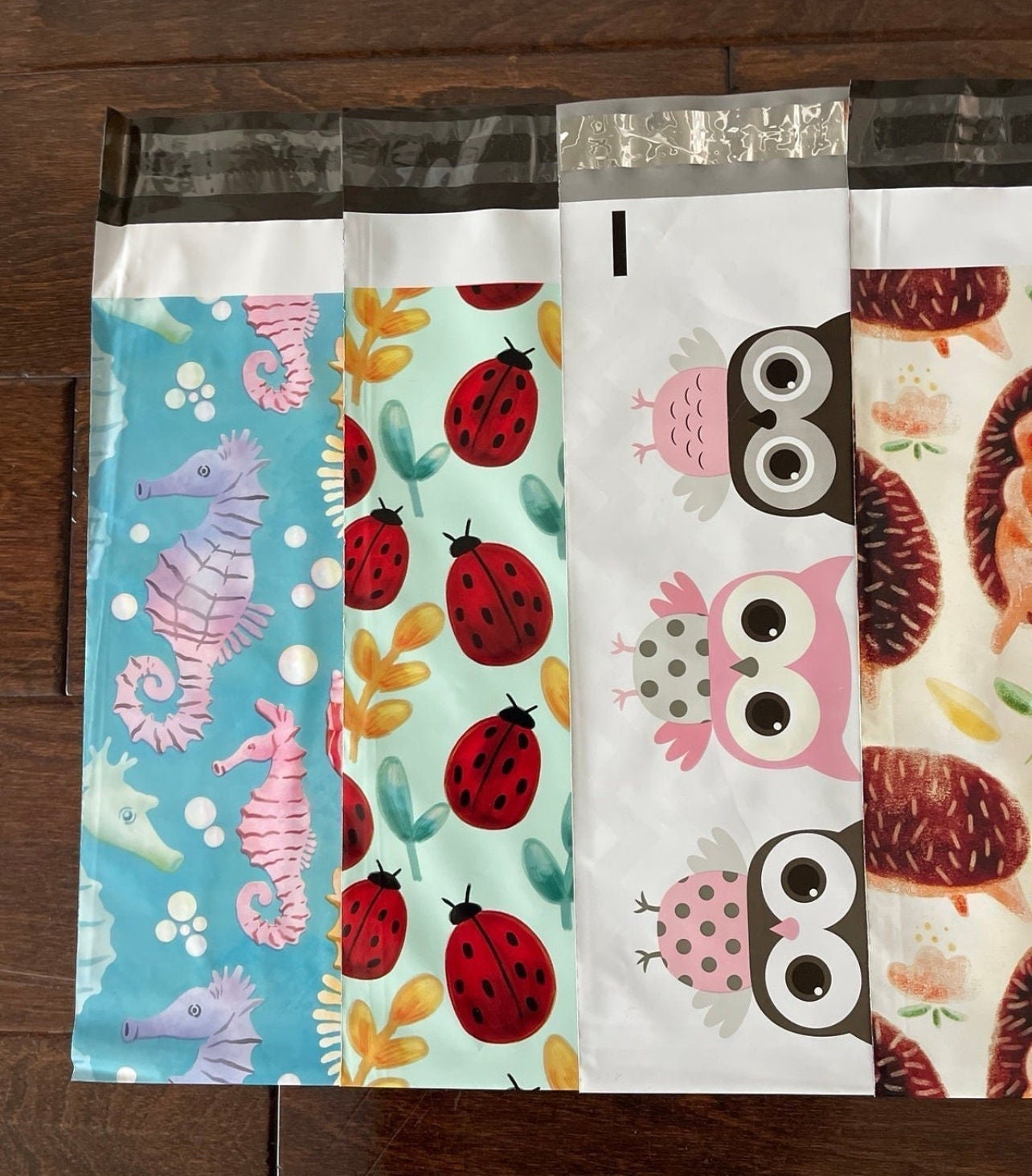 10x13" Super Cute Mixed Animals 5 Patterns Designer Poly Mailers! Non ...