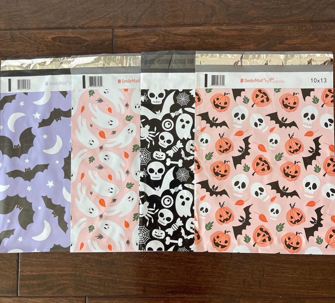10x13" Super Cute Mix of 4 Halloween Patterns Designer Poly Mailers ...