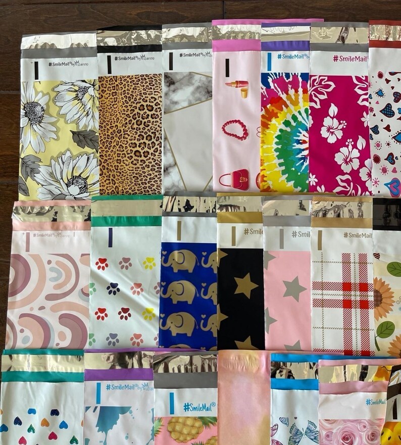 50 Pack - 6x9" Fun Mystery Set of Designer Poly Mailers! Fun Surprise ...