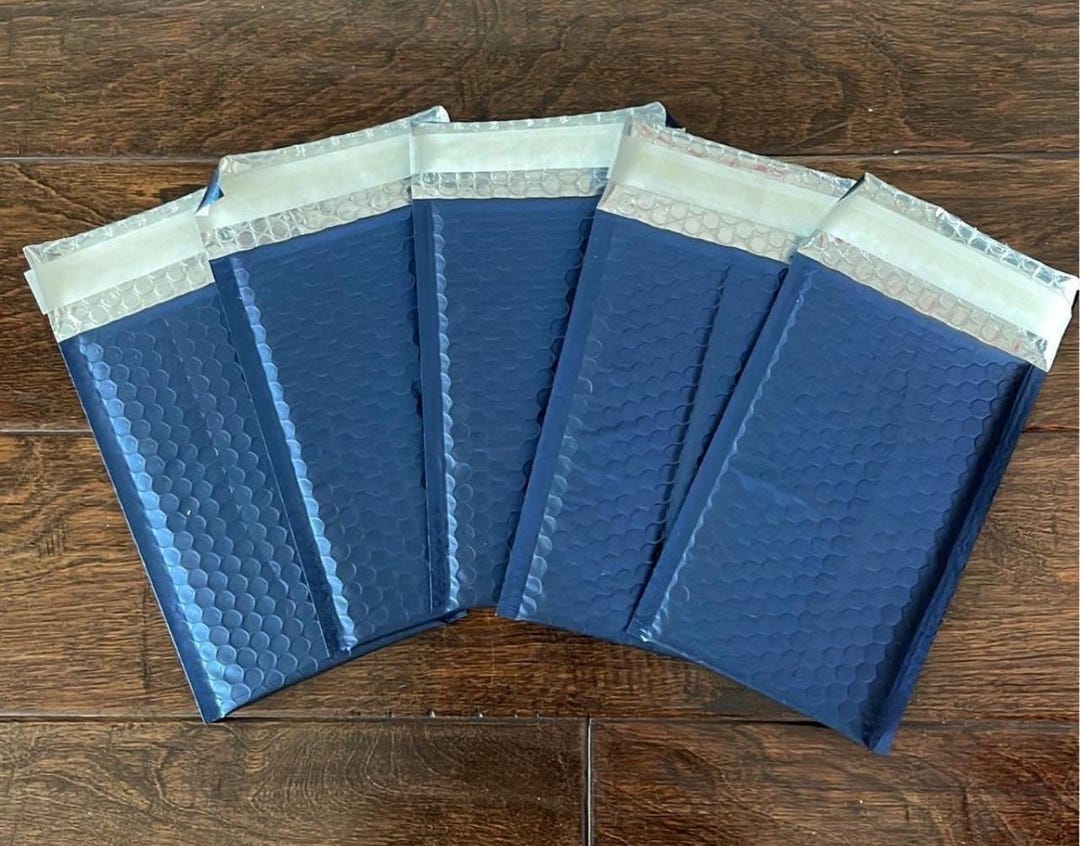 25 Pack - 4x8" Beautiful Matte Midnight Blue Designer Bubble Mailers ...
