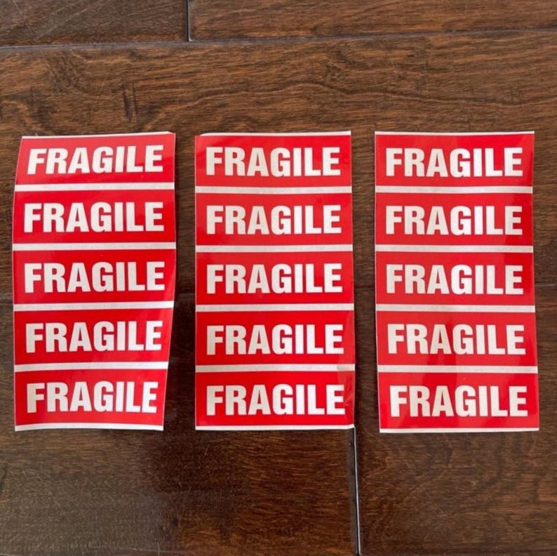 100 Pack - 1x3" Beautiful Fragile Stickers! 6 Colors to Choose From ...