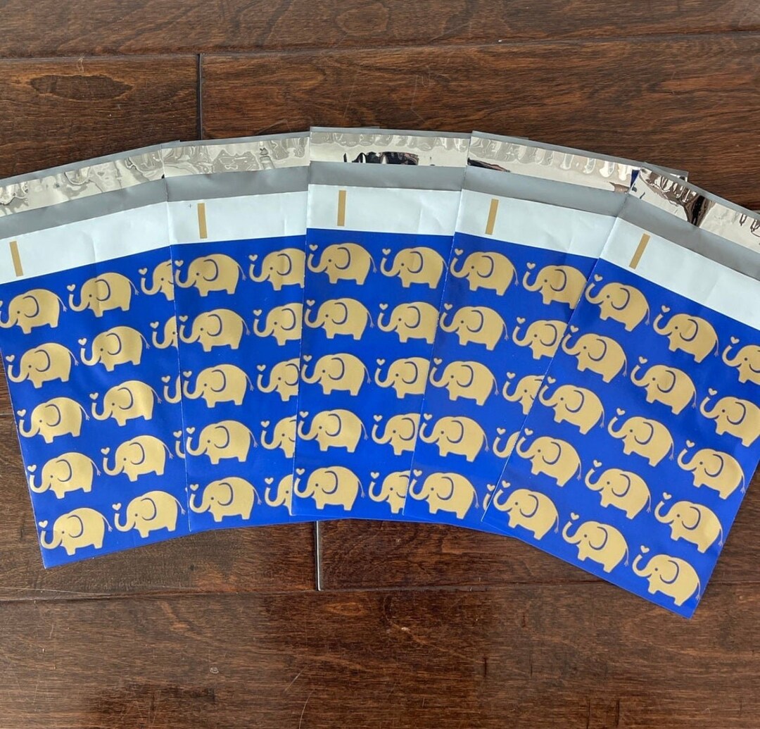 25 OR 50 Pack 6x9 Cute Elephants Designer Poly Mailers Non-padded, Self ...