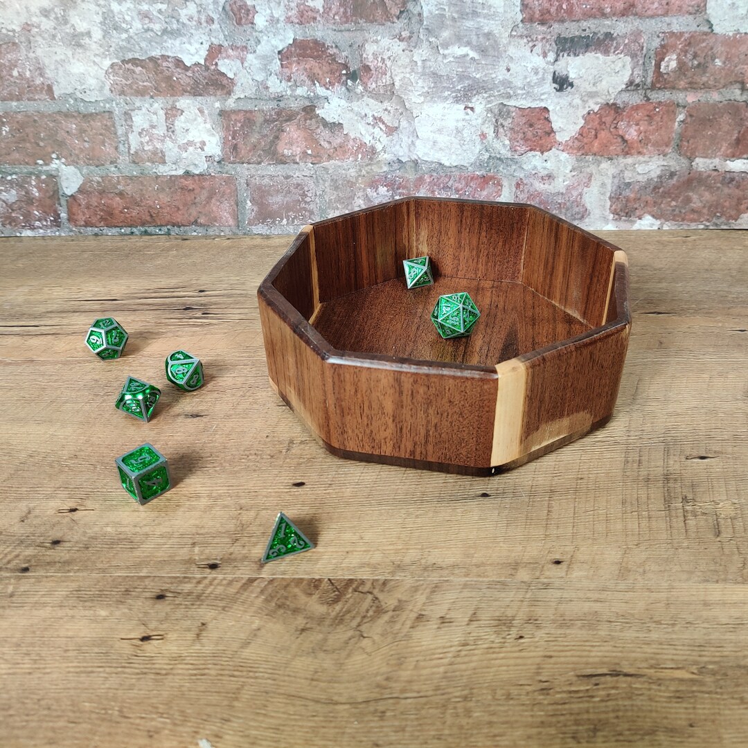 7 Inch Walnut Dice Tray Handmade Octagon Genuine Walnut Dice Rolling ...