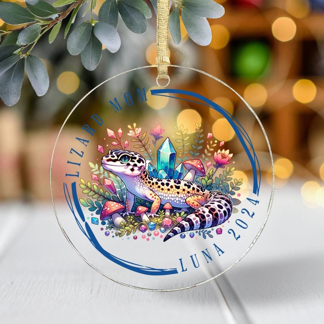 Custom Pet Leopard Gecko Ornaments Lizard Mom Crystal Personalized ...