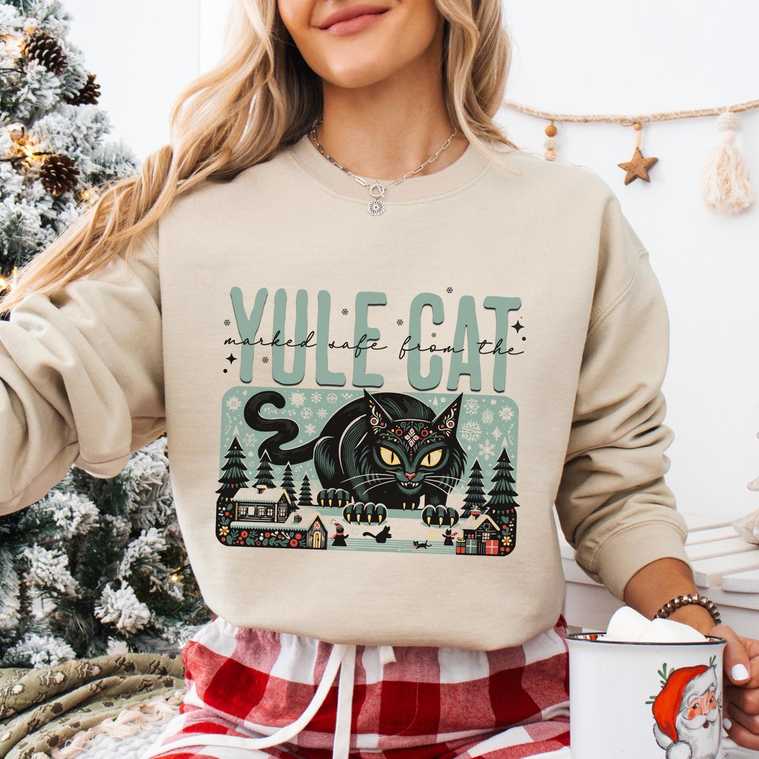 Marked Safe From Yule Cat Christmas Sweatshirt Icelandic Folklore ...