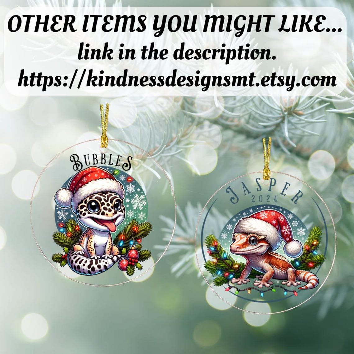 Custom Pet Leopard Gecko Ornaments Lizard's 1st Christmas Personalized ...
