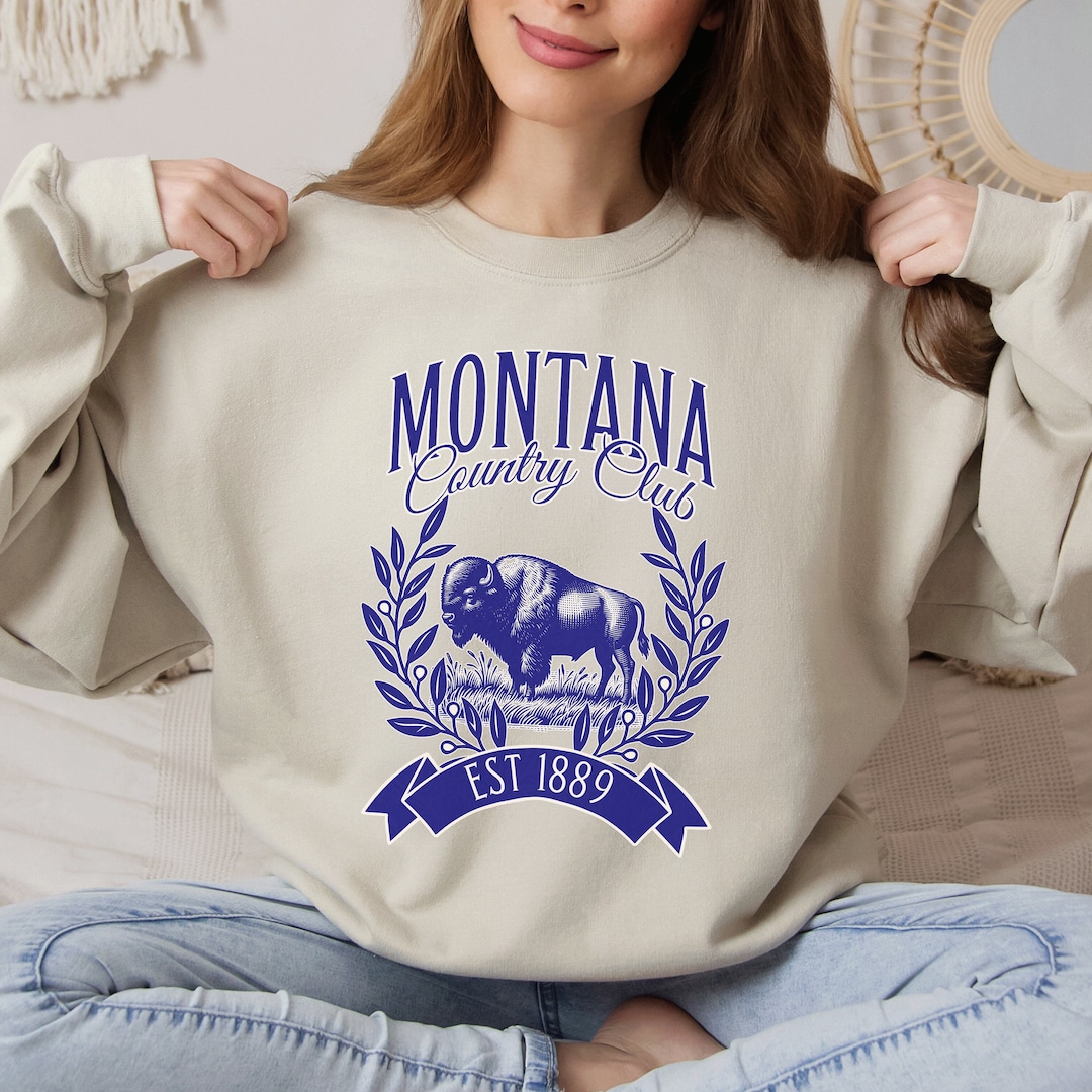 Montana Country Club Social Club Big Sky Ski Sweatshirt Mountain Life ...