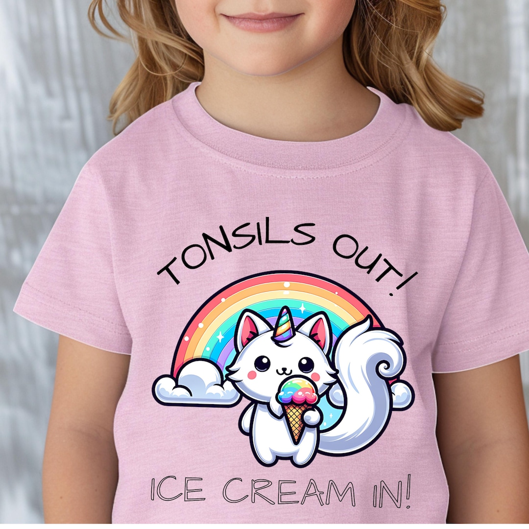 Tonsils Out Ice Cream in Kitty Cat Heavy Cotton Toddler Shirt Kids ...