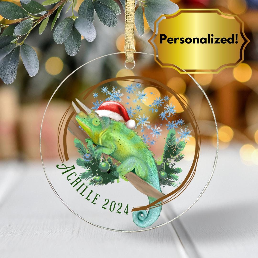 Custom Pet Jackson's Chameleon Ornaments Personalized Lizard Ornament ...