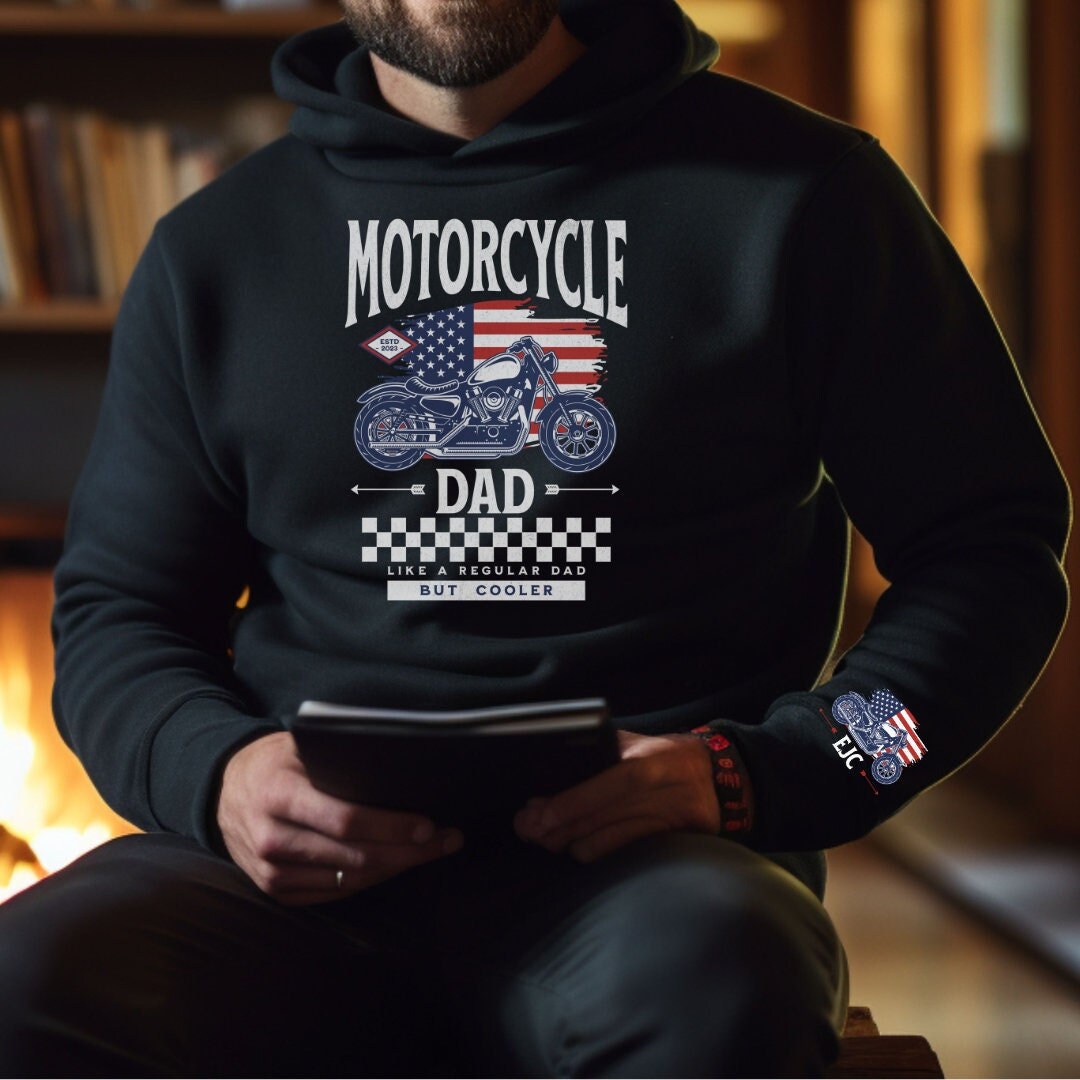 Custom Motorcycle Dad Hoodie First Fathers Day Sweatshirt 4th of July ...