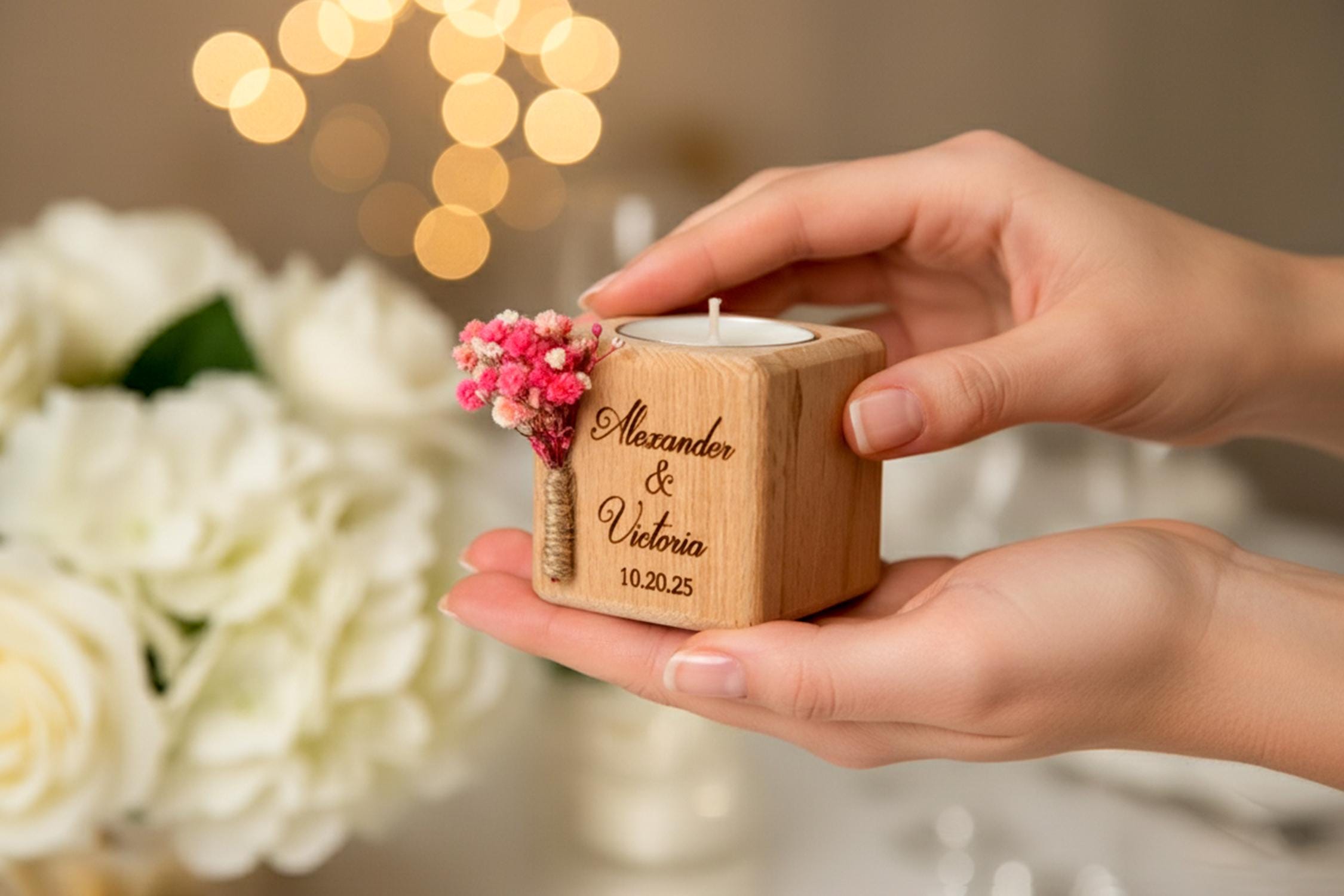 Rustic Wedding Favors for Guests, Personalized Wooden Candle Holders ...