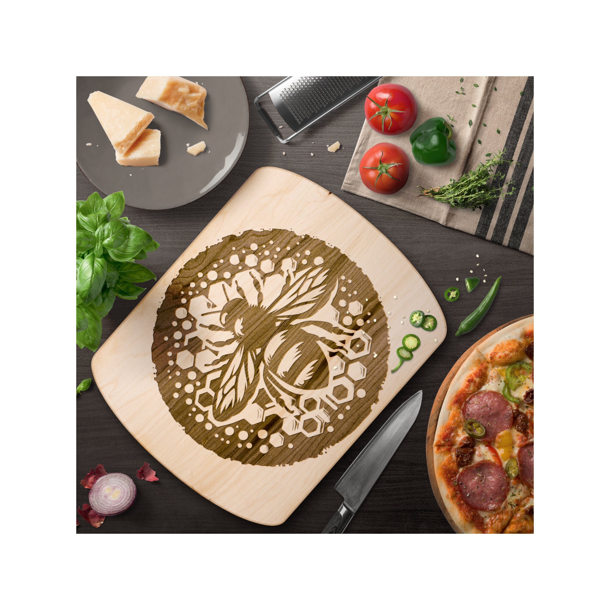 Bee and Honeycomb Oval Cutting Board, Charcuterie Board, Housewarming ...
