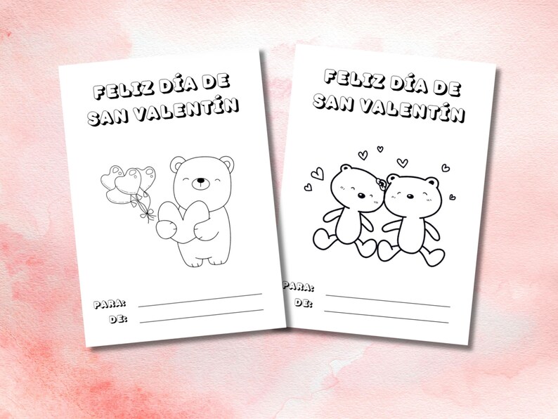 Spanish Valentine's Day Printable Cards, Valentine Coloring Cards ...