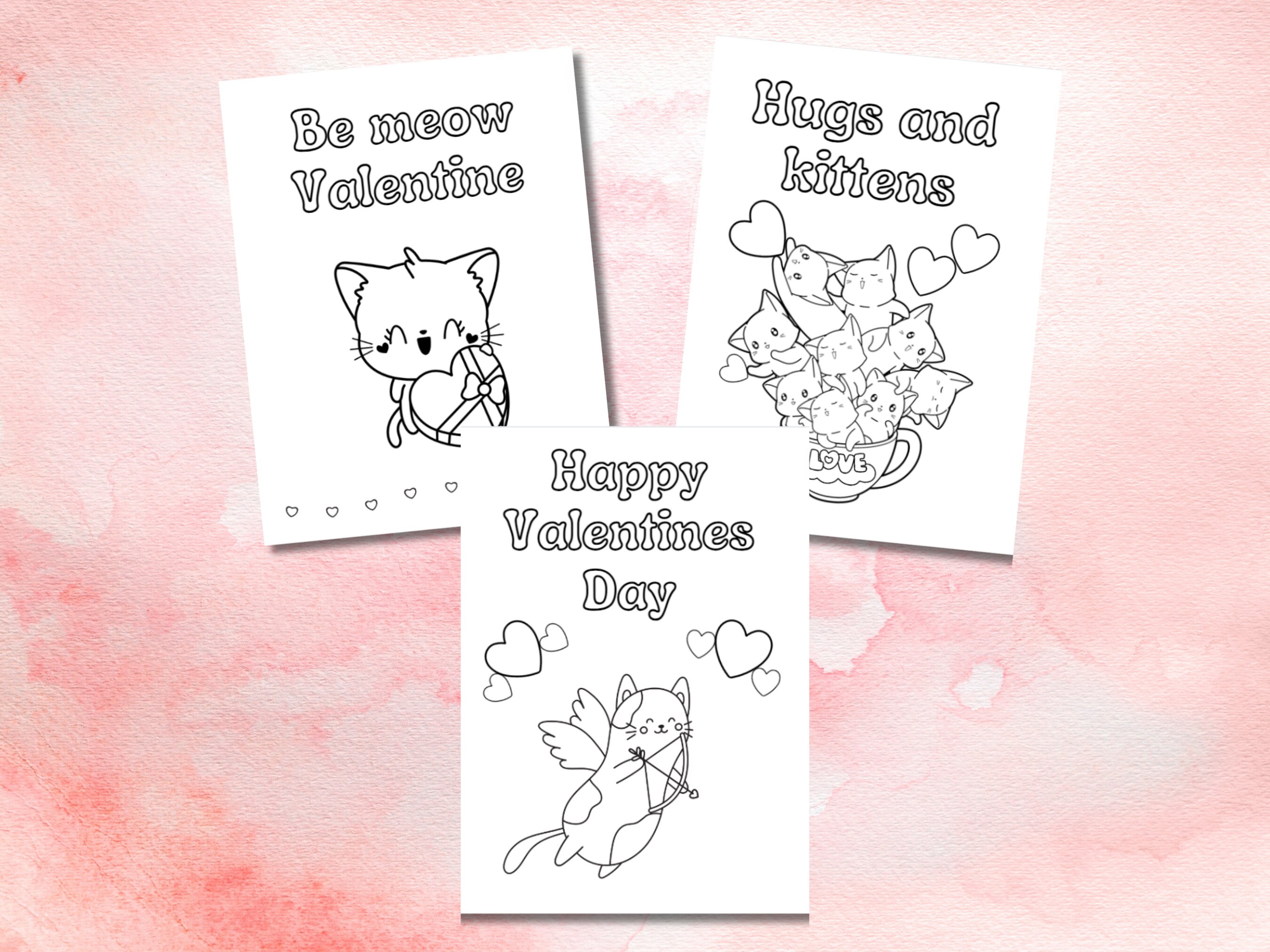 Valentine's Day Coloring Pages, Cat Kitten Valentine Coloring Pages ...