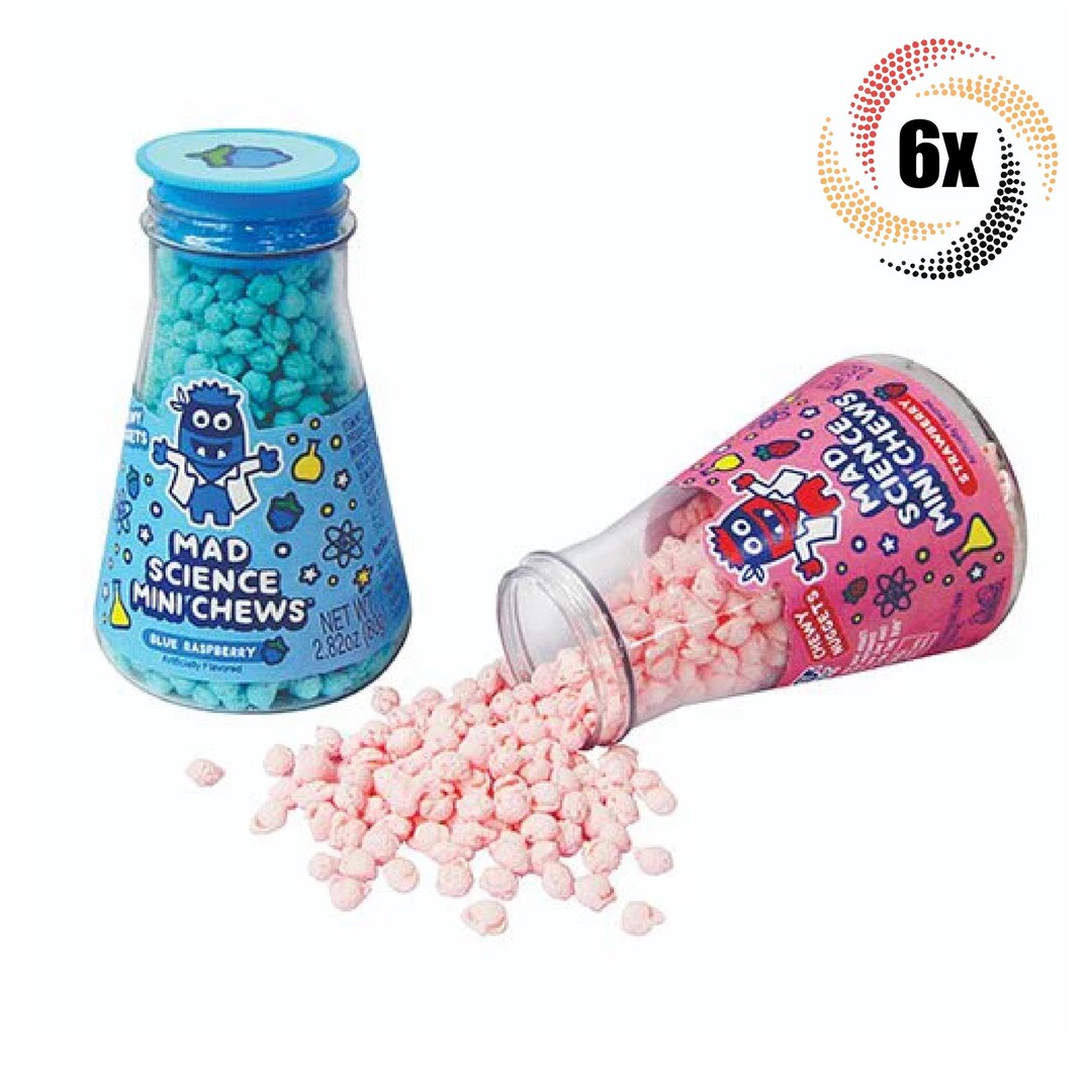 6x Beakers Sweet Bandit Assorted Flavor Mad Science Mini Chews Candy ...