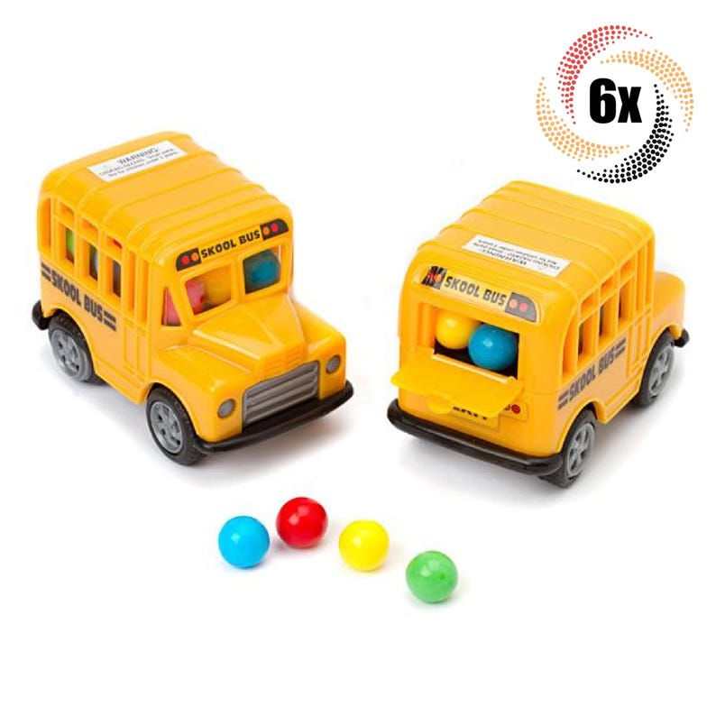 6x Buses Kidsmania Skool Bus Assorted Flavor Candy Filled Toy Bus .53oz ...