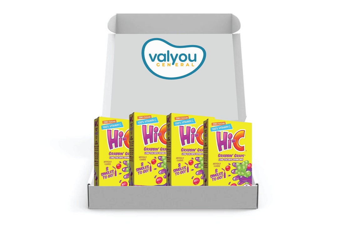 4 Packs Hi-c Singles to Go Grabbin' Grape Flavor Drink Mix 8 Sticks per ...