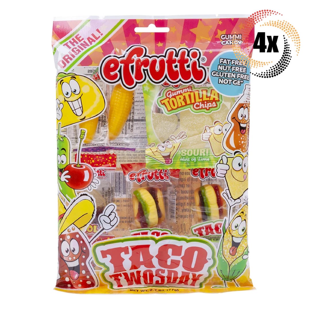 4x Packs Efrutti the Original Taco Twosday Gummy Candy | 2.7oz | Fat ...
