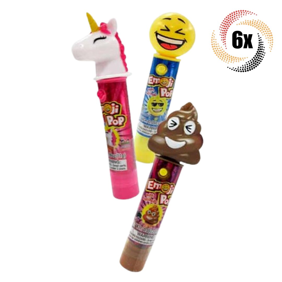 6x Pops Kidsmania Emoji Pop Assorted Flavor Lollipops Light up Candy ...