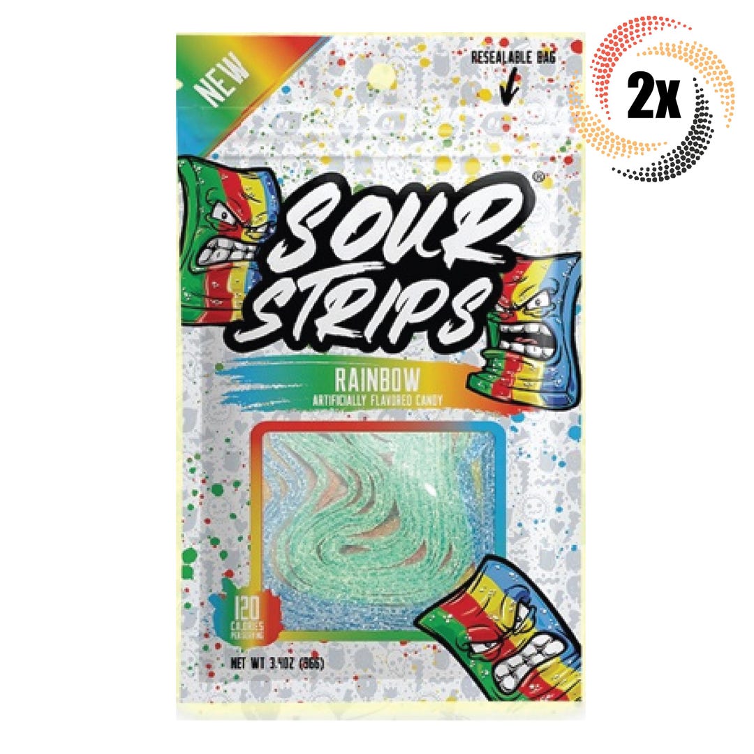 2x Bags Sour Strips Rainbow Flavored Candy | 3.4oz | Resealable Bag - Etsy