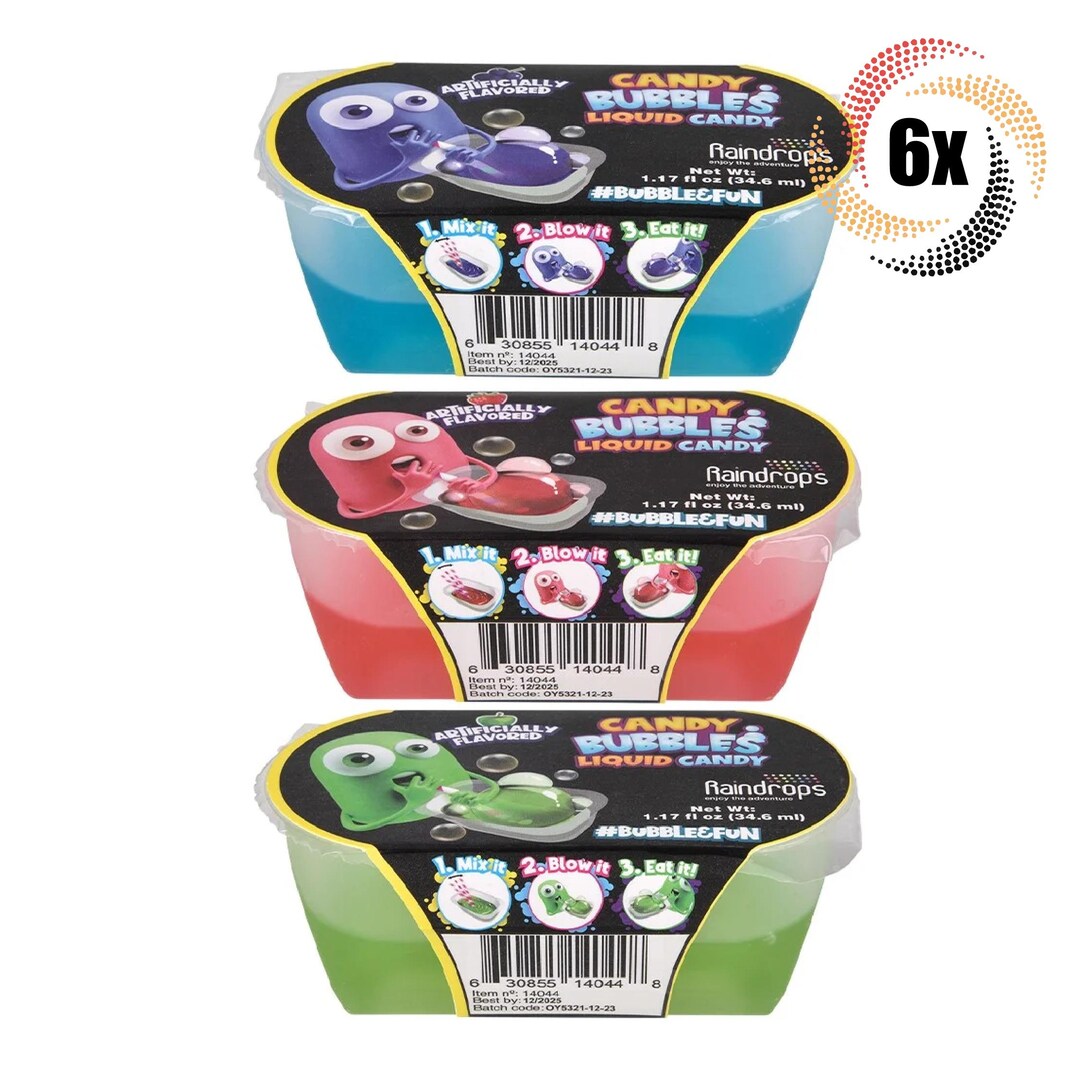 6x Packs Raindrops Candy Bubbles Assorted Flavor Liquid Candy | 1.17oz ...