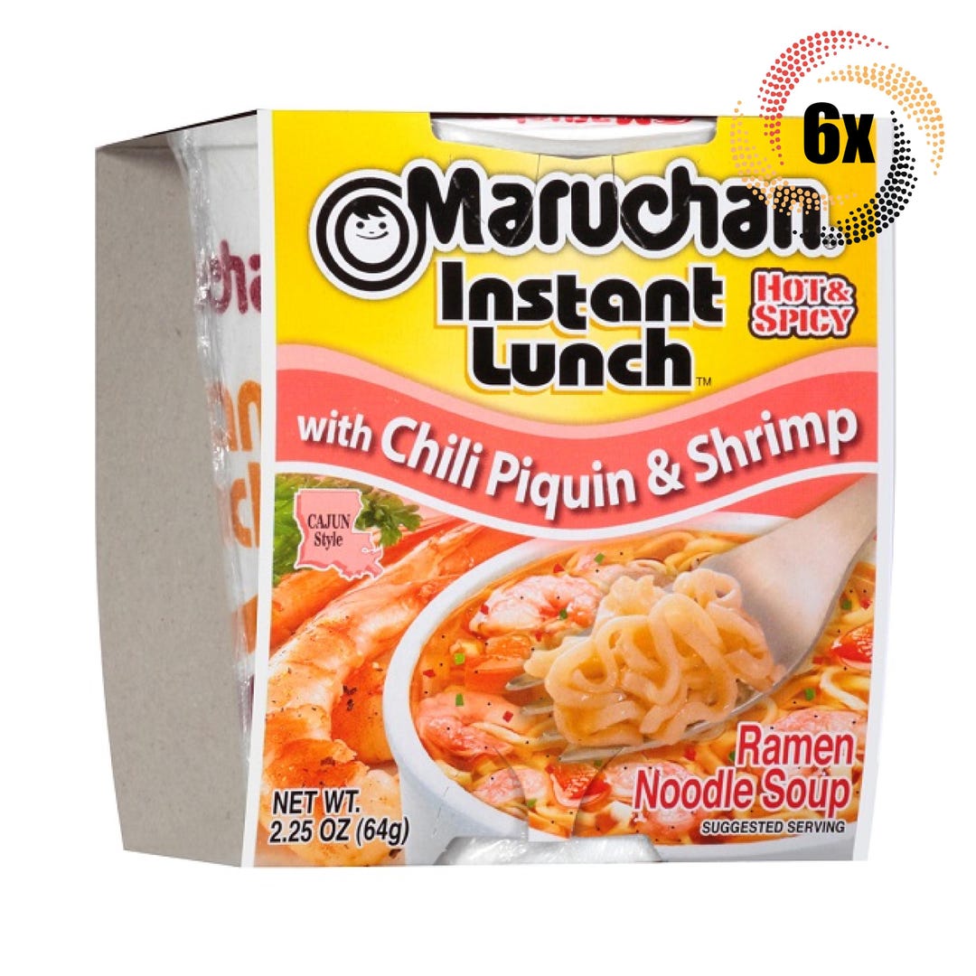 6x Cups Maruchan Instant Chili Piquin & Shrimp Flavor Ramen Noodles | 2 ...
