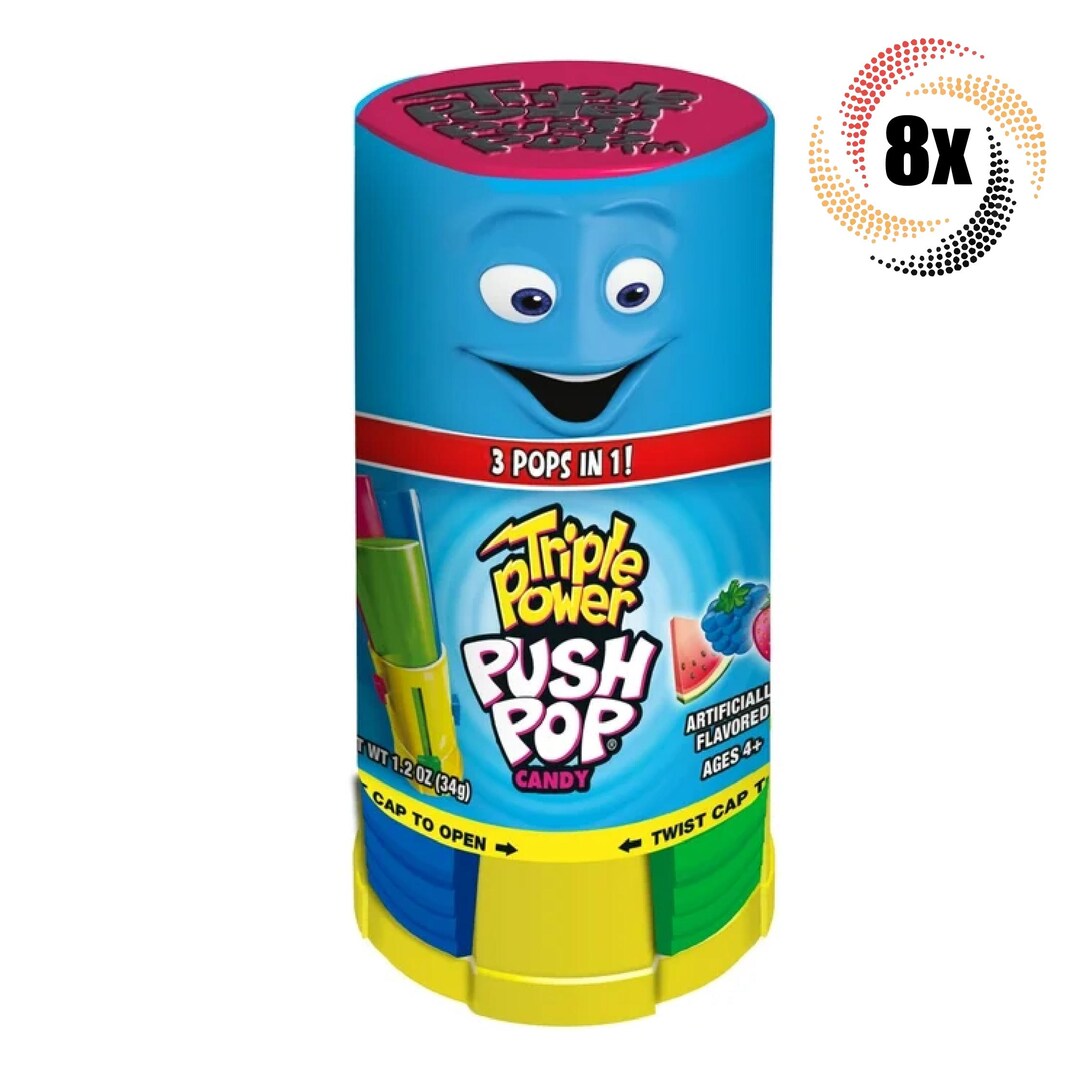 8x Pops Push Pop Triple Power Assorted Flavor 3in1 Lollipop Candy | 1 ...