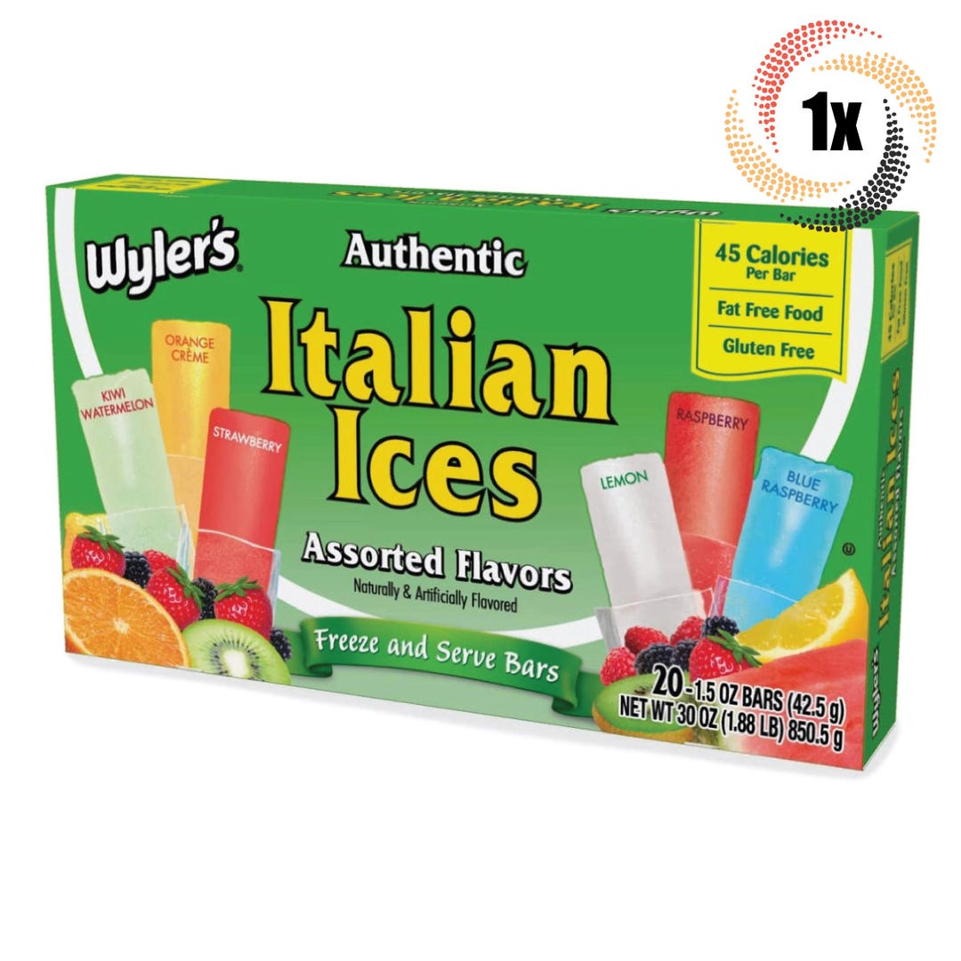 1x Pack Wyler's Italian Ice Assorted Freezer Bars | 20 Bars per Pack ...
