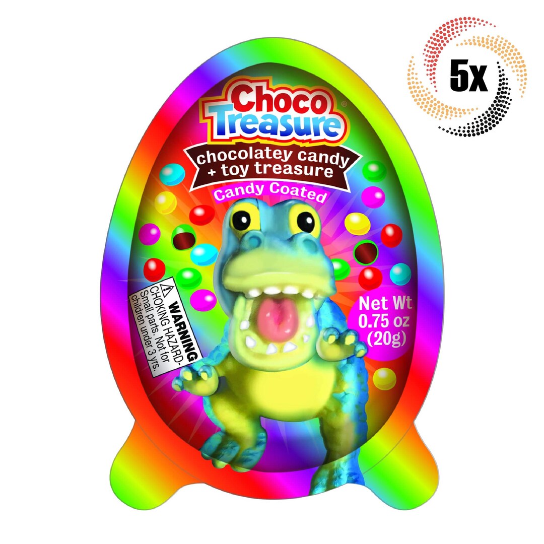 5x Eggs Choco Treasure Chocolatey Candy + Toy Treasure Dino Eggs Candy ...
