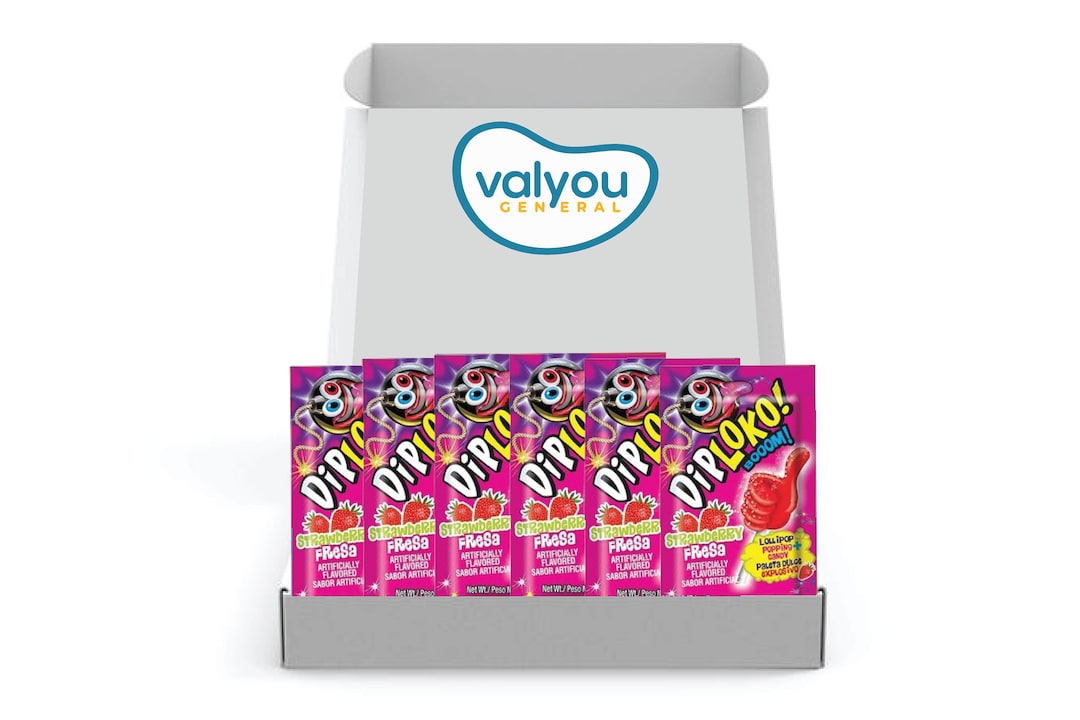 6 Packets Diploko Booom Strawberry Flavored Popping Candy .39oz Fast ...