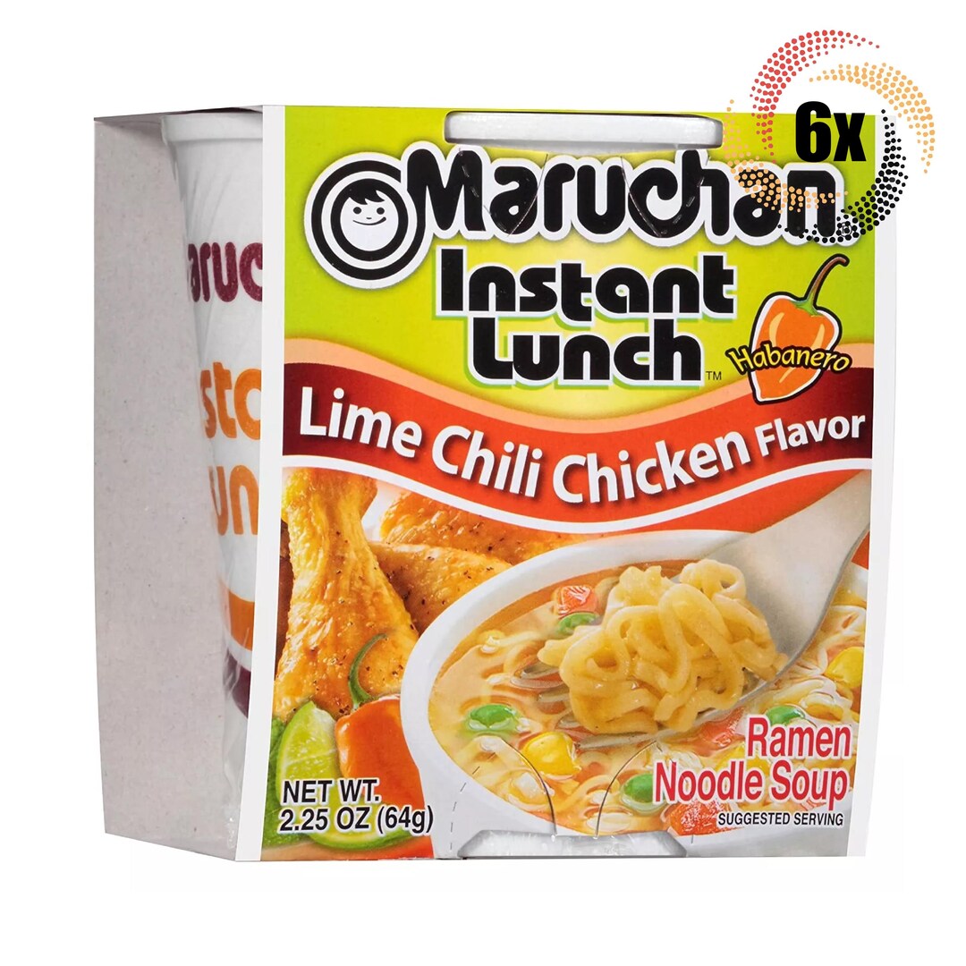 6x Cups Maruchan Instant Lunch Lime Chili Chicken Flavor Ramen Noodles ...