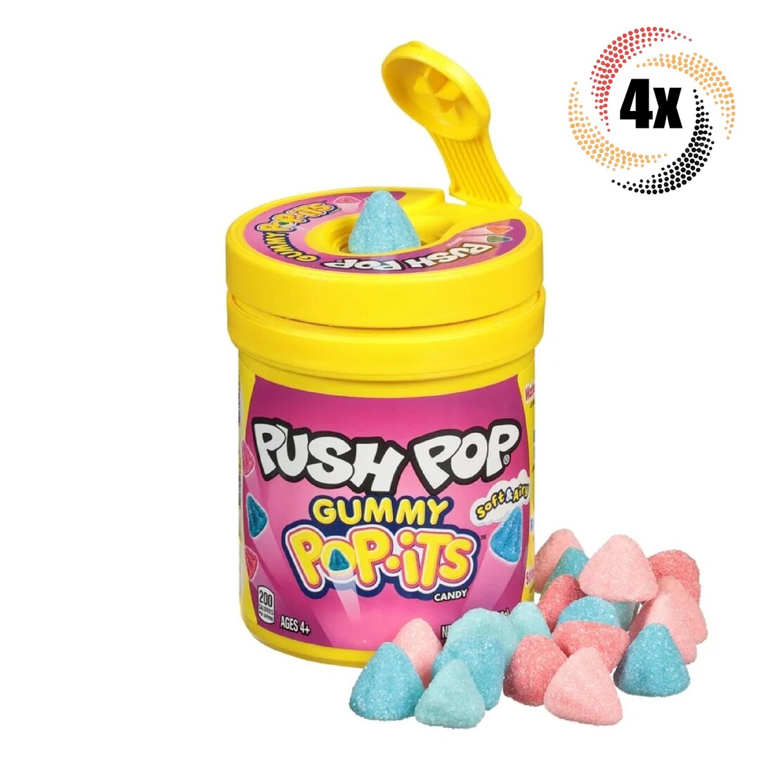 4x Dispensers Push Pop Gummy Assorted Flavored Pop Its Novelty Candy ...