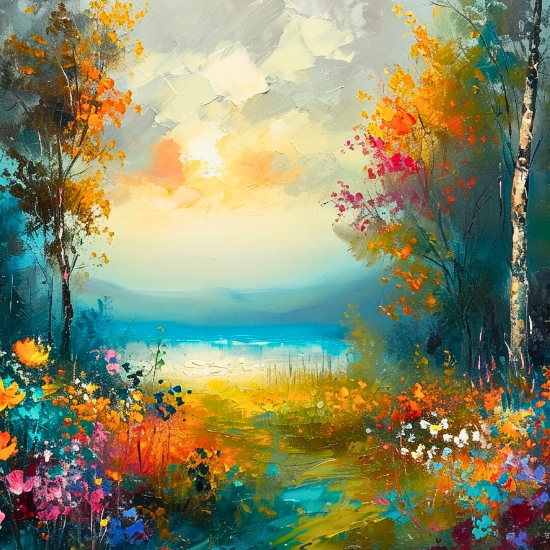 Impressionist Lake Painting, Printable Wall Art for Home Decor, Digital ...