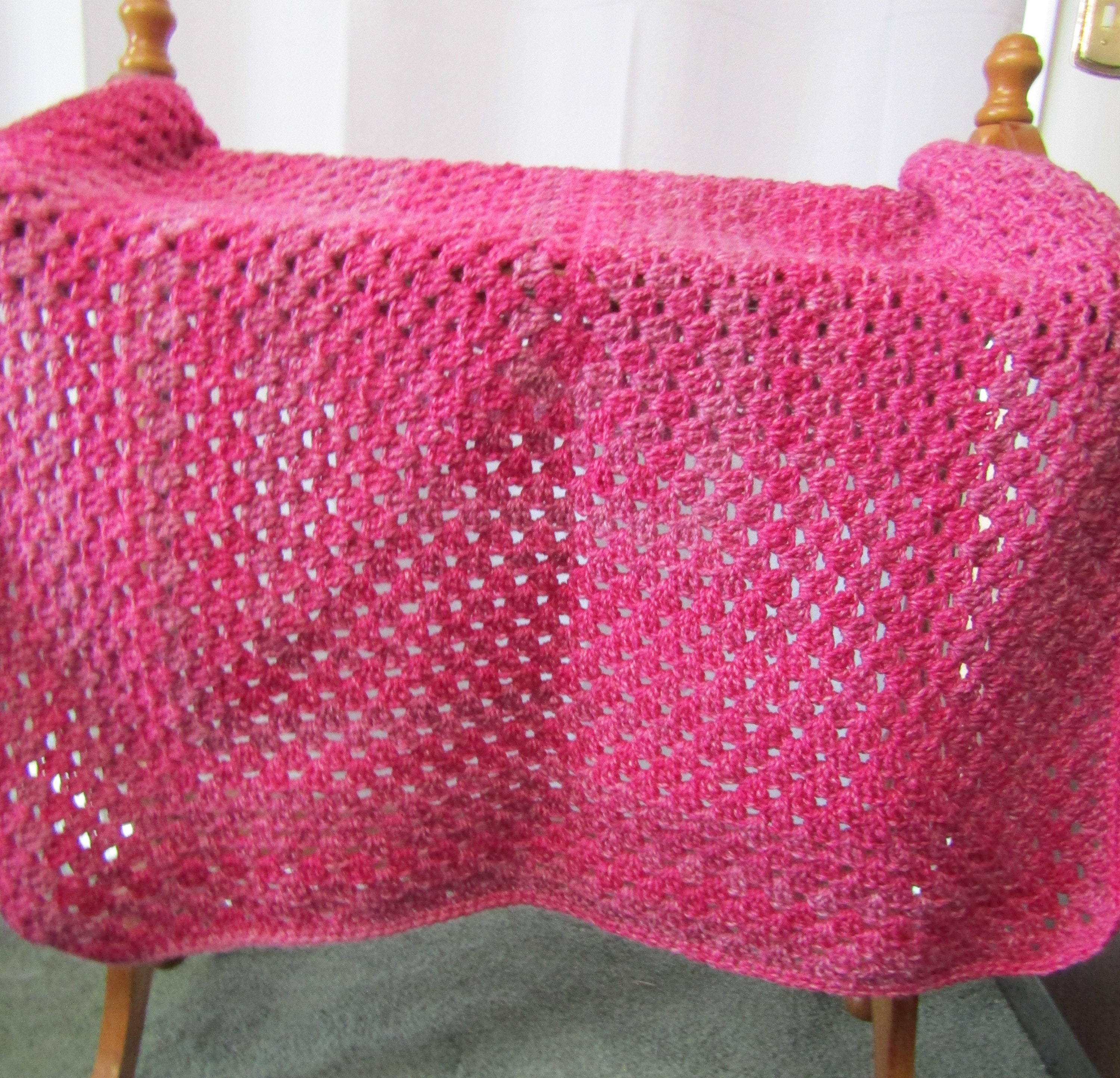 Rectangular Granny Square Pink Afghan Made From a Variegated Medium ...