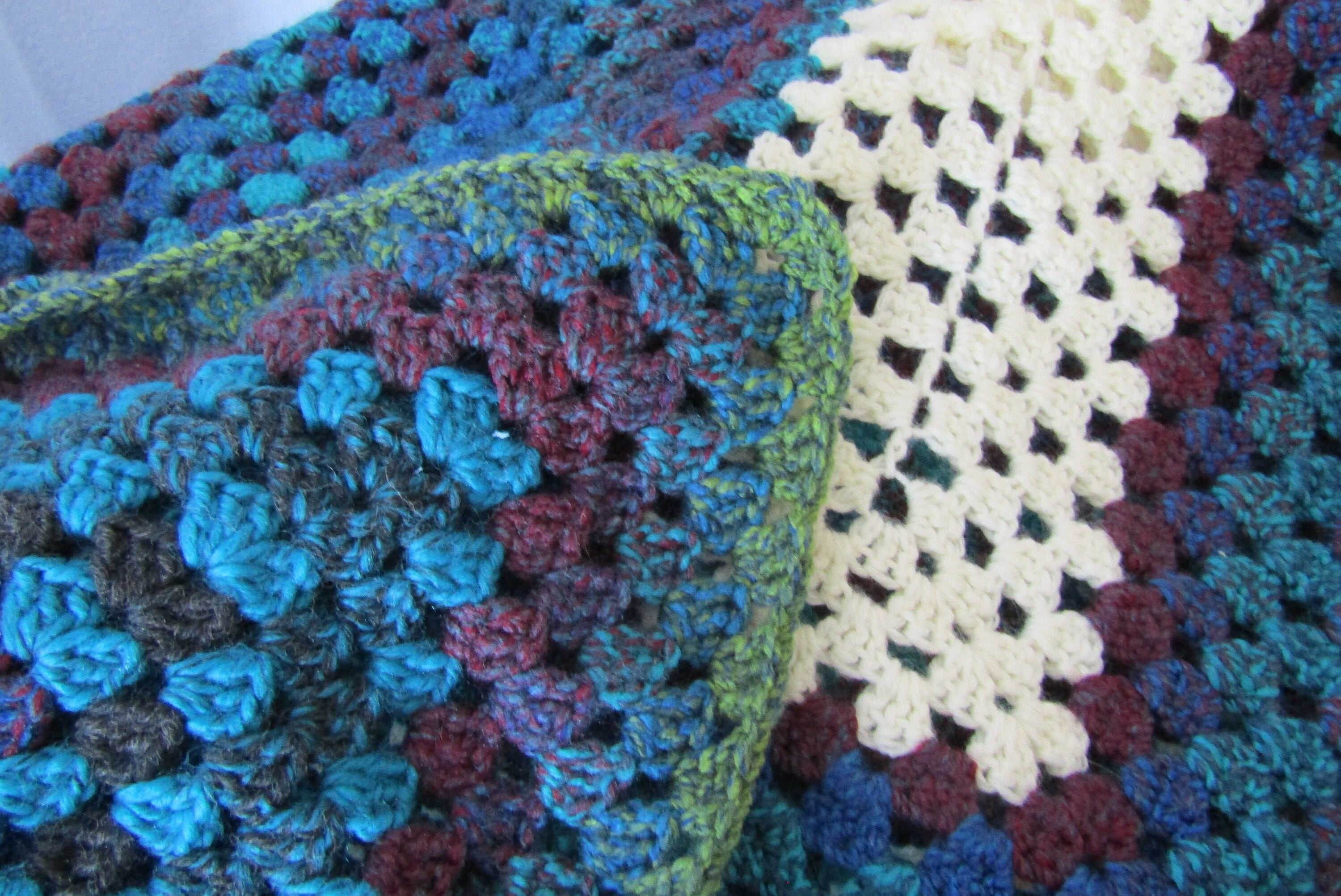 Rectangular Granny Square Afghan in Shades of Blue Made From a ...